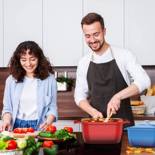 Dutch Oven, imarku 3.5 Quart Enameled Cast Iron Dutch Oven Pot with Lid for Braising, Broiling, Frying, Bread Baking, Roast Turkey, Oven Safe Up To 550°F, Enamel Coating, Nonstick Easy to Clean (3.5QT, RED)