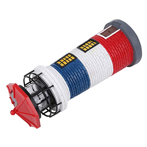 Rotating Lighthouse Light, Waterproof Easy to Install Solar Lighthouse, Soft Comfortable Light Automatic Rotating Light Garden for Home(Red Blue White)