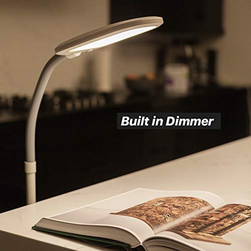 Brightech Litespan Slim LED Lamp, Modern Floor Reading Lamp Over Chair for Living Rooms & Offices, Tall Lamp with Adjustable Gooseneck, Crafts Work Light, Dimmable Standing Lamp for Bedroom - White