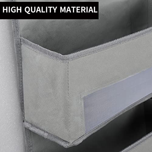 FGSAEOR 5-Shelf Over The Door Hanging Organizer, Closet Organizers and Wall Mount Storage with Clear PVC Window Pocket & 2 Hooks for Nursery Closet Storage, Pantry, Bedroom, Baby Diapers (1Pack-Grey)