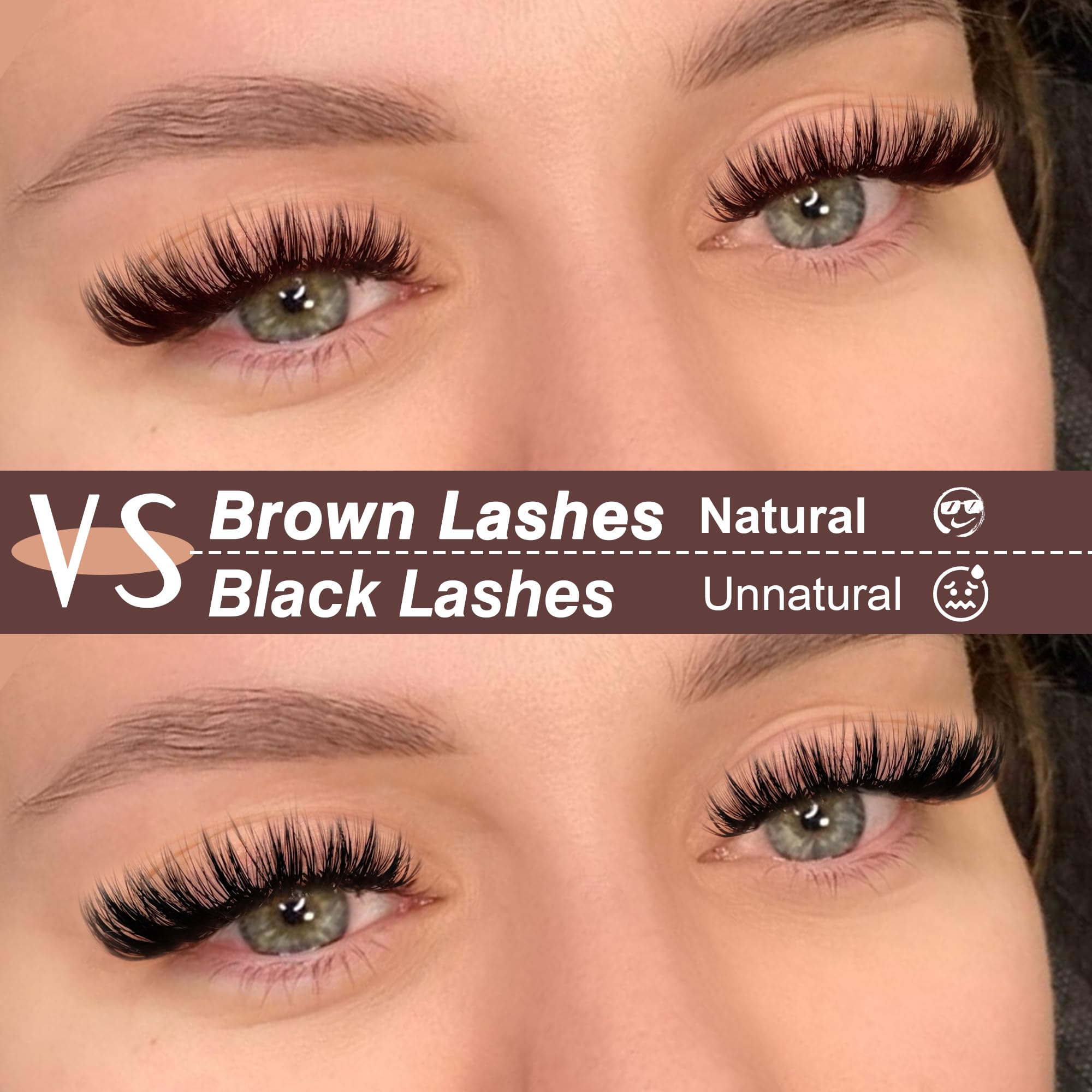 Brown Lashes False Eyelashes Mink Lashes Natural Look Fluffy Wispy Eyelashes Dark Brown Eyelashes Clear Band Lashes Pack by GVEFETIEE 7 Pairs