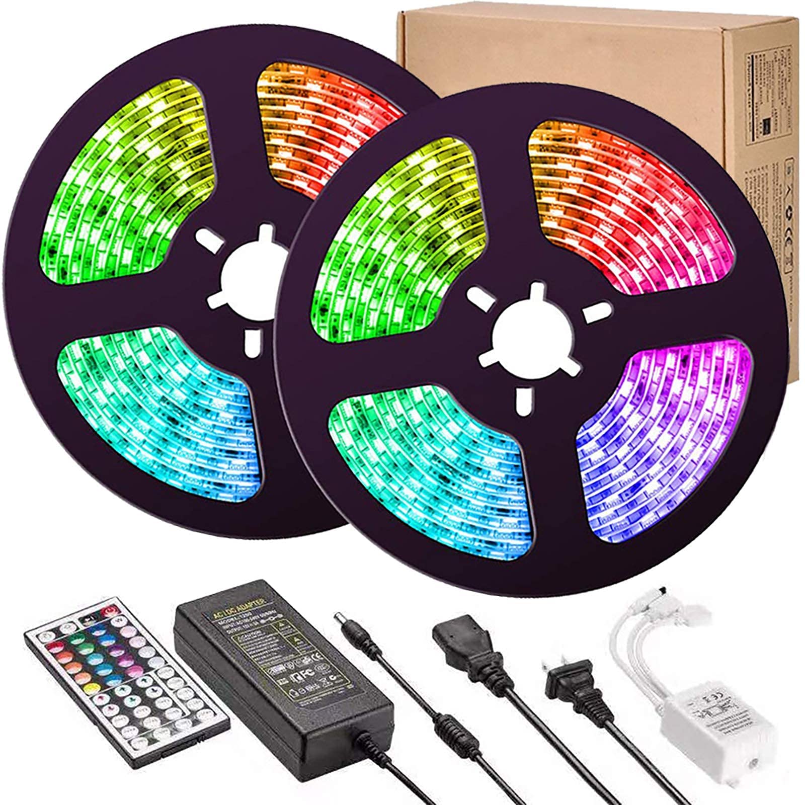 Attuosun Led Lights for Bedroom, Led Light Strip 300Leds SMD5050 RGB Waterproof LED Rope Lights with IR Remote Controller for Home Party Decoration