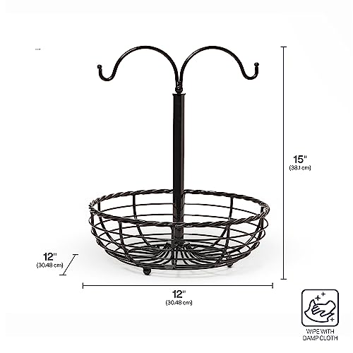 Gourmet Basics by Mikasa Rope Metal Fruit Basket with Double Banana Hook, Black