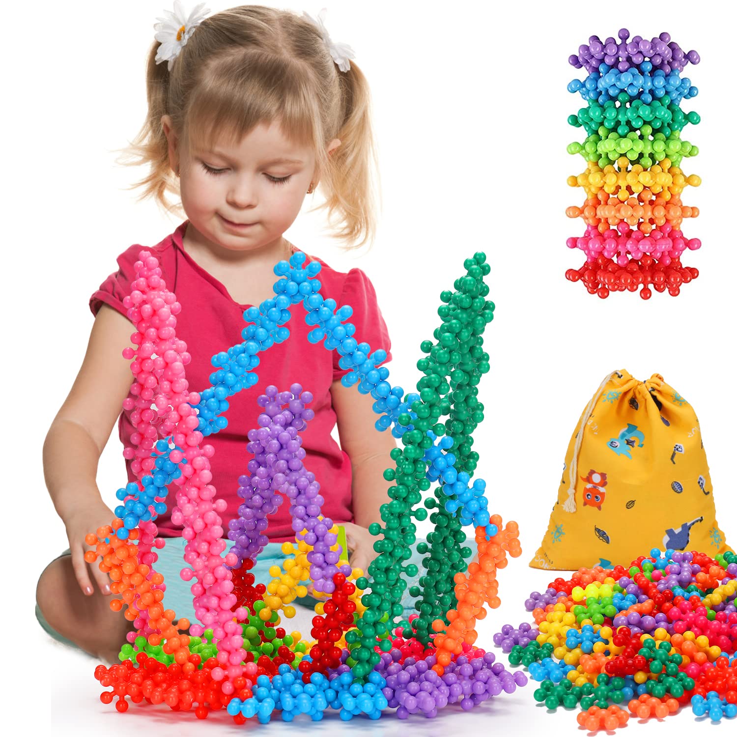 NC 250Pcs Building Blocks Toys STEM Activities for Kids Interlocking Building Discs Toy Preschool Learning Educational Autism Toys for 5-7 4-8 3 4 5 + Years Old Boys Girls Birthday