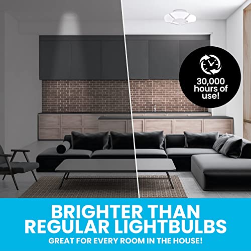 Bell+Howell Hex Bulb E26 LED Garage Light 6 Panel Deformable Shop Light Ceiling Light High-Intensity Lighting with 144 LED Bulbs for Attic, Basements, Office, Garage Lights