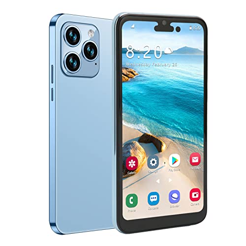 GOWENIC I14pro Plus Unlocked Phone, 6.1inch HD Screen Face Unlock Smartphone for Android 11, Dual SIM, 4G/64GB, GPS, Dual Camera 4G GSM Net Phone, Support 128G Memory Card, 4002mAh Battery(Blue)