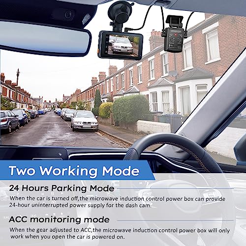 Dash Cam Hardwire Kit USB C Microwave Radar Sensing Dashcam Hardwiring Kit 12V-24V to 5V/3A Dash Camera Adapter Hardwire Charger Cable 11.5ft (Type C USB)