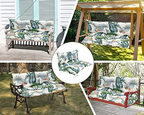 GPPSUNGD Swing Replacement Cushions with Backrest Outdoor Waterproof Overstuffed Bench Cushion 2-3 Seater for Garden Patio Furniture (60 X 40 Inch, Red)