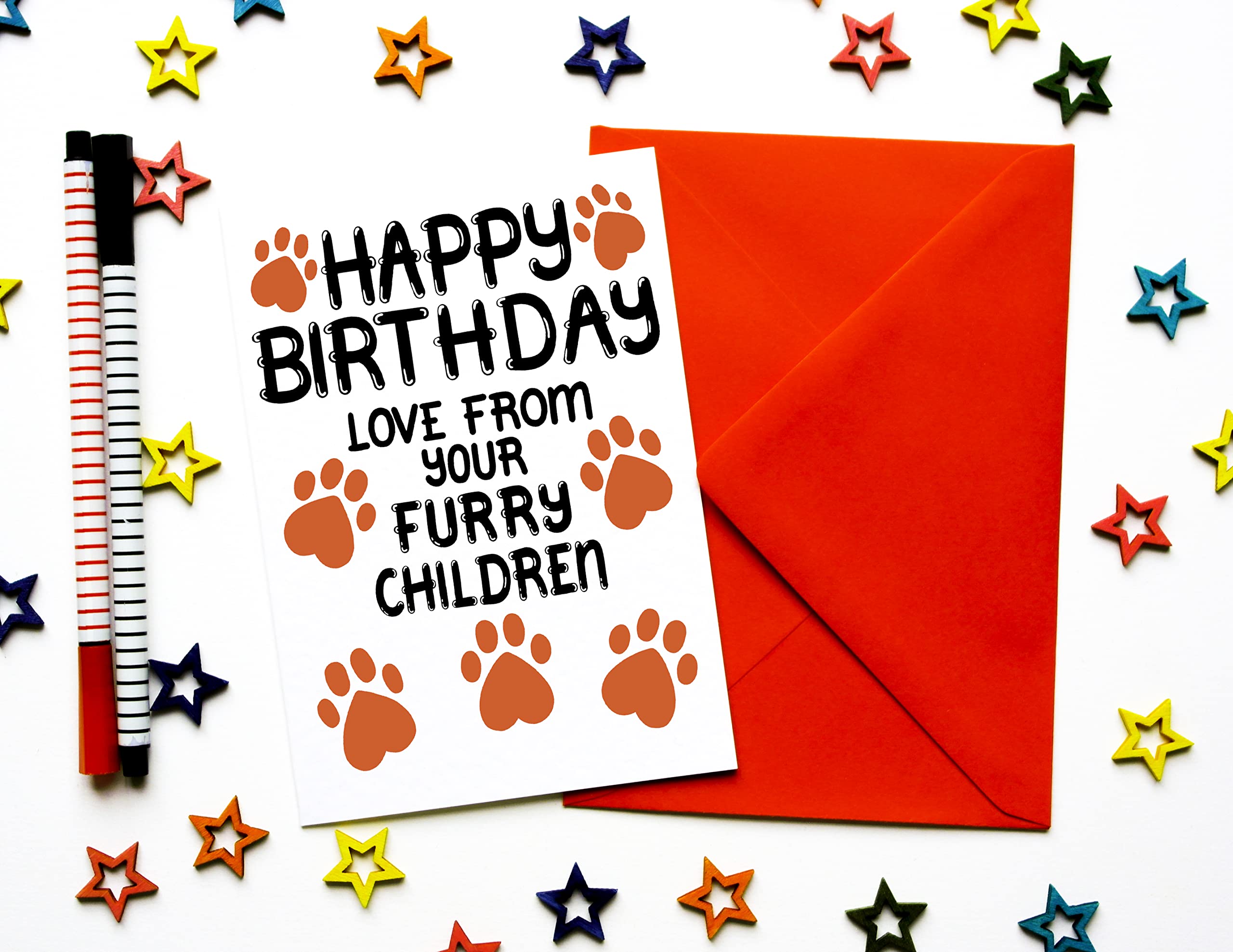 Birthday Card Love From Furry Children, Pets, Dogs, Cats, Animals, Fur Babies For Mom, Dad