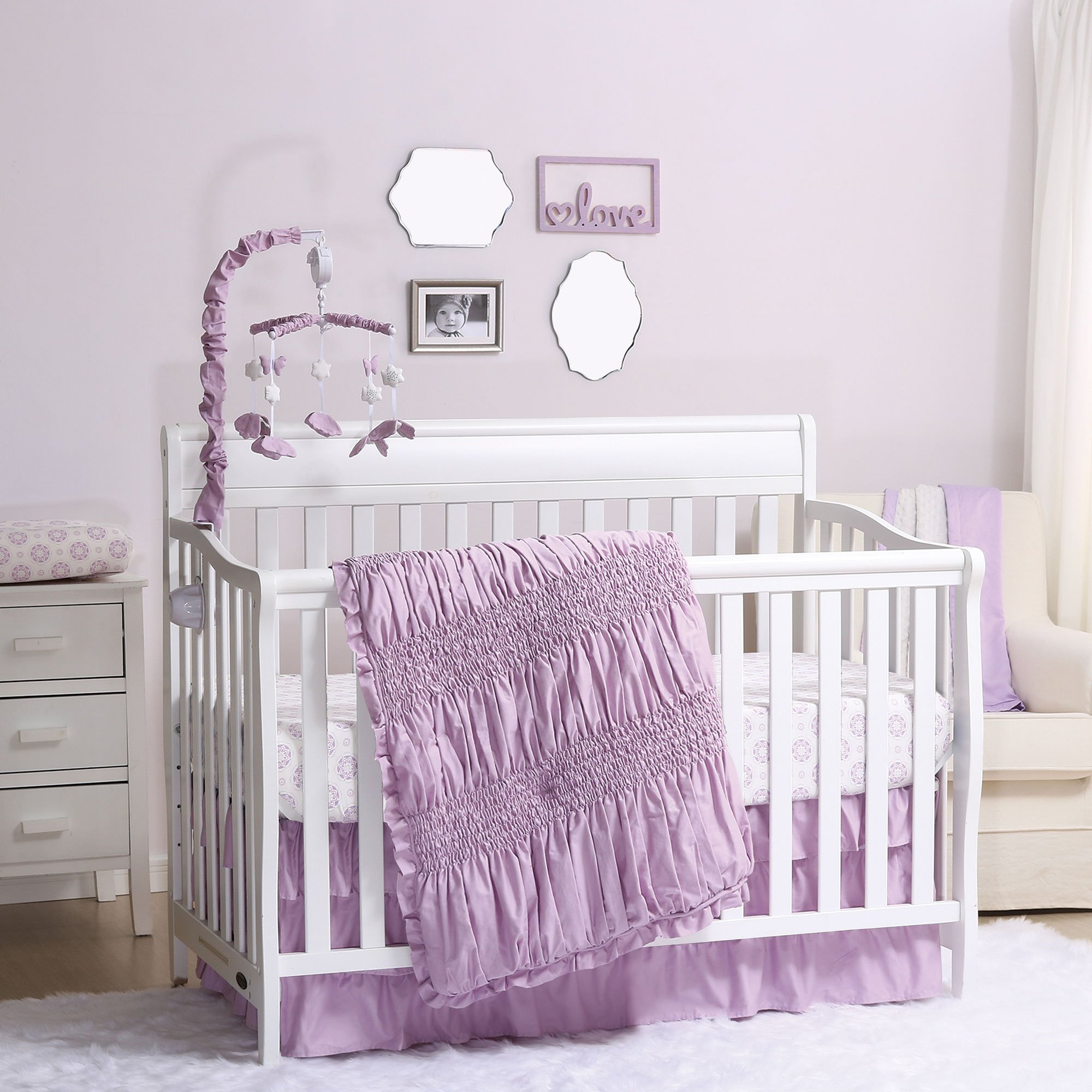 The Peanutshell Lilac Medallion Changing Pad Cover