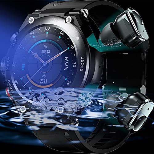 GUIQU Smart Watch with Earbuds, Bluetooth 5.3 HiFi Sound Effect [GPS 45mm] Monitor Tracker for Health Fitness Running Sleep Cycles, US Version Compatible Android and iOS