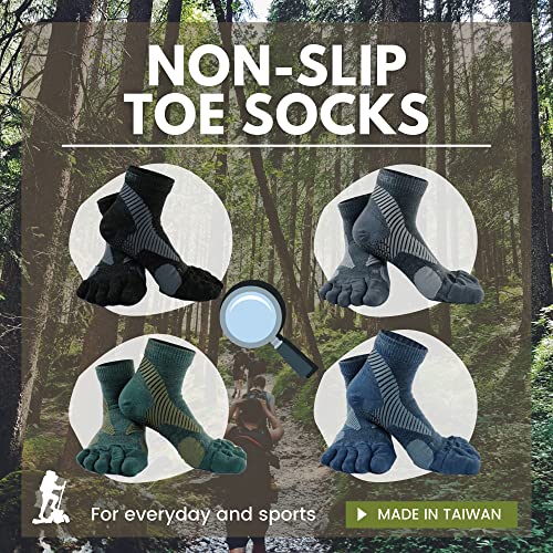 M Magic Sport Merino Wool Blend Non-Slip Above Ankle Toe Socks, Five Finger, Men and Women, Running, Hiking, Cycling, Camping (as1, alpha, l, x_l, regular, regular, Black pro)