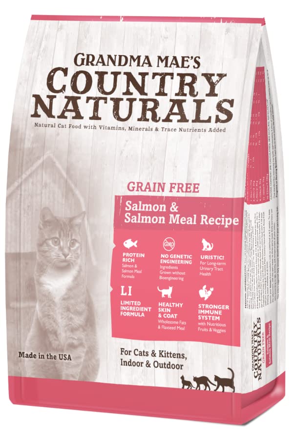 Grandma Mae's Country Naturals Grain Free Dry Cat & Kitten Food 6 LB Salmon Meal Recipe