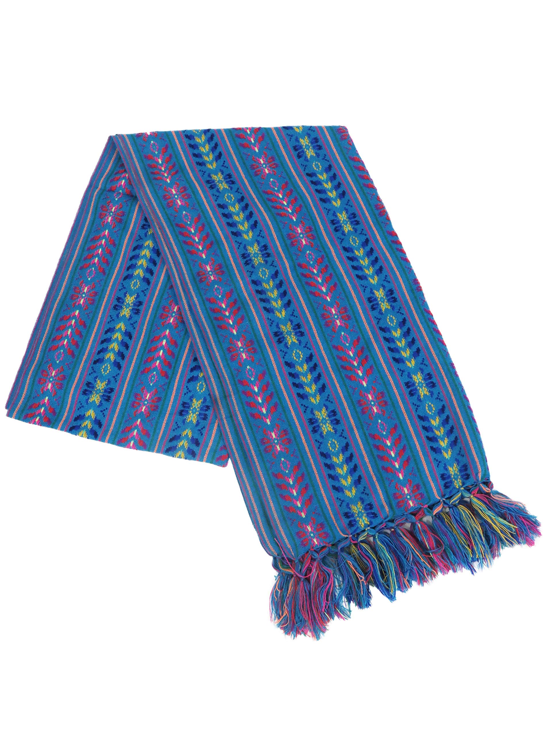 Artesanias FR XL 9 ft Long Doula Mexican Rebozo Shawl (Doula Aqua w/Design)