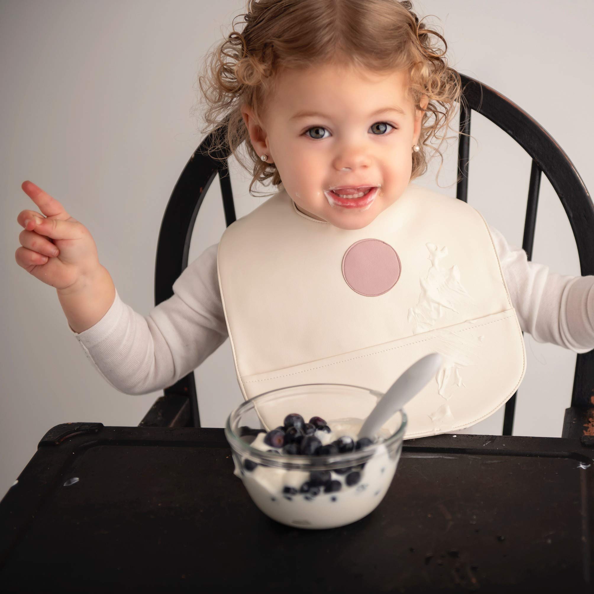 Bleu La La Silicone Free Vegan Leather Buttery Soft Bibs with Pocket for Feeding Toddlers
