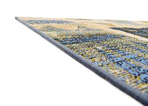 Unique Loom Outdoor Modern Collection Area Rug - Glyph (8' x 11' 4" Rectangle, Blue/ Beige)