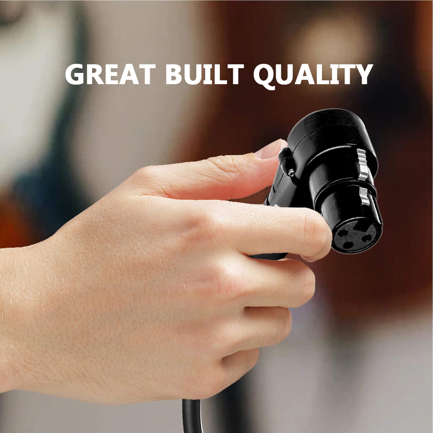 Balanced XLR Cable Male to Right Angle Female - 3 Feet Black - Pro 3-Pin Microphone Connector for Powered Speakers, Audio Interface or Mixer for Live Performance & Recording
