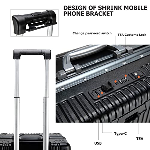 feilario Aluminium Frame Hardside Expandable Spinner Wheel Luggage, Built-In TSA lock Carry on Suitcase, with Cup Holder & Phone Holder - - in 18in/20in/24in Sizes