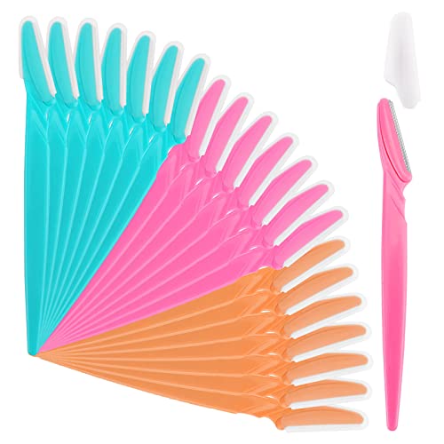 D 21 PCS Eyebrow Razor for Women Face Razors For Dermaplane Razor, 3 Colors Facial Hair Shavers with Precision Cover, Facial Hair Removal for Women, Dermaplaning Beauty Tool
