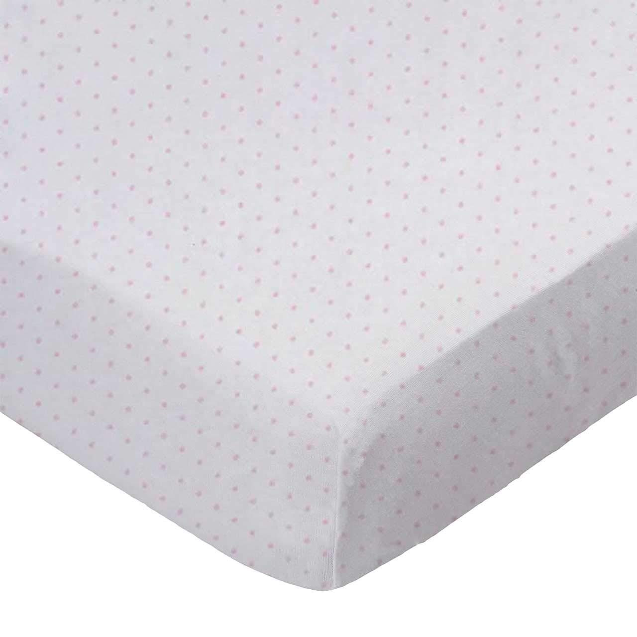 SheetWorld Fitted Cradle Sheet 18 x 36, 100% Cotton Jersey - Pink Pindot, Made in USA