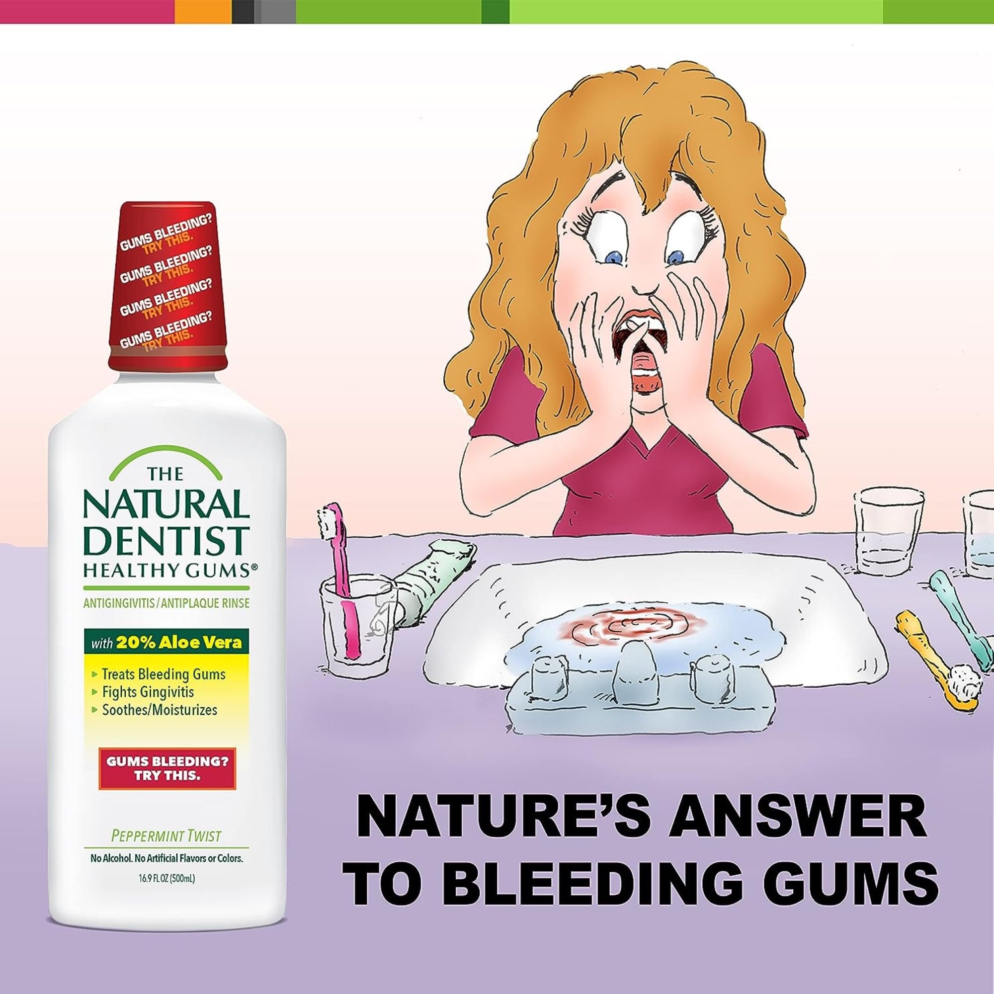 The Natural Dentist Healthy Gums Mouth Wash, Peppermint Twist Flavor, 16.9 Ounce Bottle