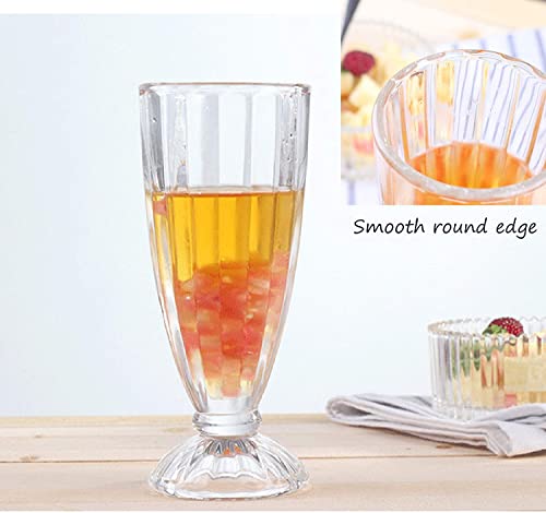 Cedilis 6 Pack Milkshake Glass with 6 Long Metal Spoons,Old Fashioned Soda Glasses, Fountain Classic Glass for Ice Cream, Clear, 12oz