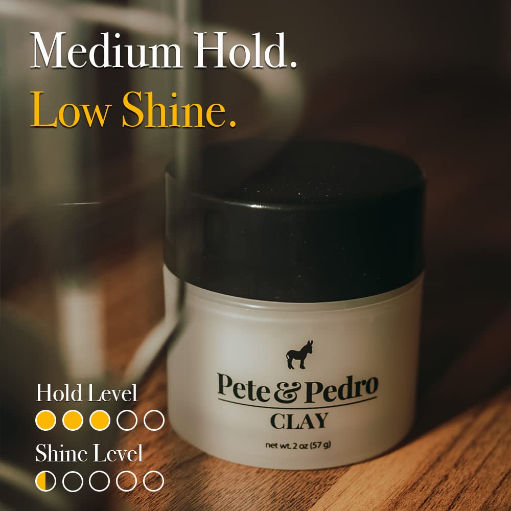 Pete & Pedro HAIR STYLING CLAY - Medium Hold, Matte Finish, Low Shine Styling Clay for Men, Ideal for Hairstyling Medium, Messy, Fine Thinning Hair Styles | Shark Tank Featured, 2 oz