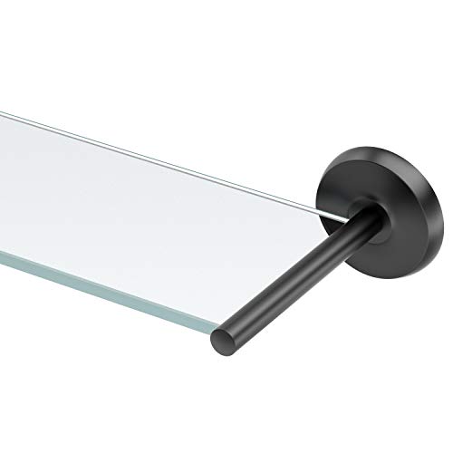 Gatco 5077MX Desinger II Glass Shelf, Matte Black/Wall Mounted 22.50" x 5.85" Tempered Glass Shelf