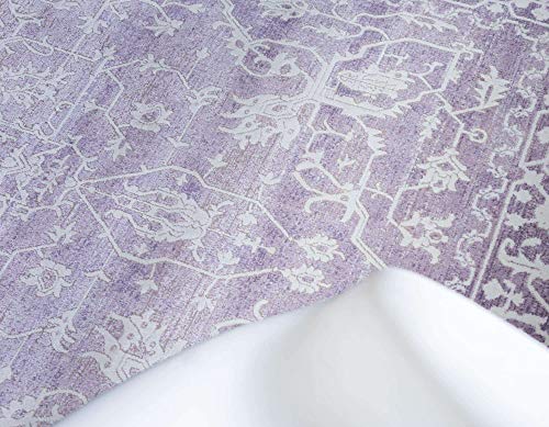 Unique Loom Traditional Classic Intricate Design Distressed Vintage Detail, Area Rug, 4 ft x 6 ft, Purple/Ivory