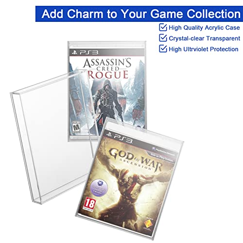 CaSZLUTION Clear Acrylic Video Game Box Protector Case for PS3, PS4, PS5, and Xbox one Game Case, 3mm Thick Dustproof Wall Storage Holder Game Protective Display Case (Pack of 1)