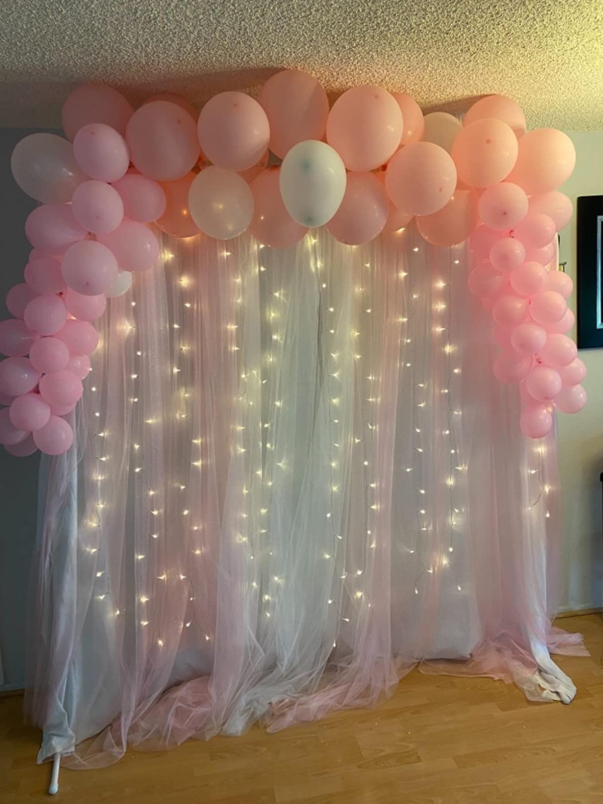 LED Curtain Lights, 8 Modes Warm White Window String Lights Wall Decorations for Bedroom Christmas Decor, Room, Party, Garden