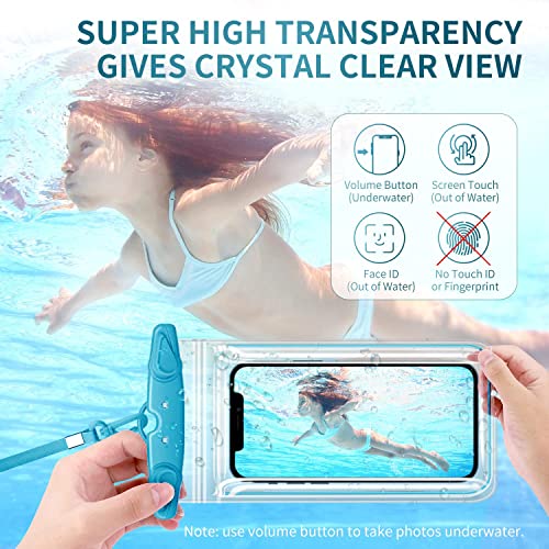 Universal Waterproof Phone Pouch, 4 Pack Waterproof Phone Case Dry Bag with Neck Strap Luminous Ornament for Water Games Protect iPhone 14 13 12 11 SE Pro Max Plus Galaxy S22 S21 Google Note up to 8"