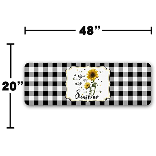 Briskdecor Kitchen Rugs and Mats Set, Absorbent Soft Non-Skid Rubber Backing Area Rugs, Sunflower Washable Floor Comfort Mats and Carpet Runner, 20inch x 48inch