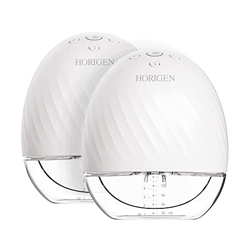 Horigen Double Wearable Breast Pump for Breastfeeding with 17/21/25mm Silicone Flange, Electric Hands Free Breast Pump Wireless Silent Invisible in Bra Portable Breast Pump for Travel, Home, Outdoors