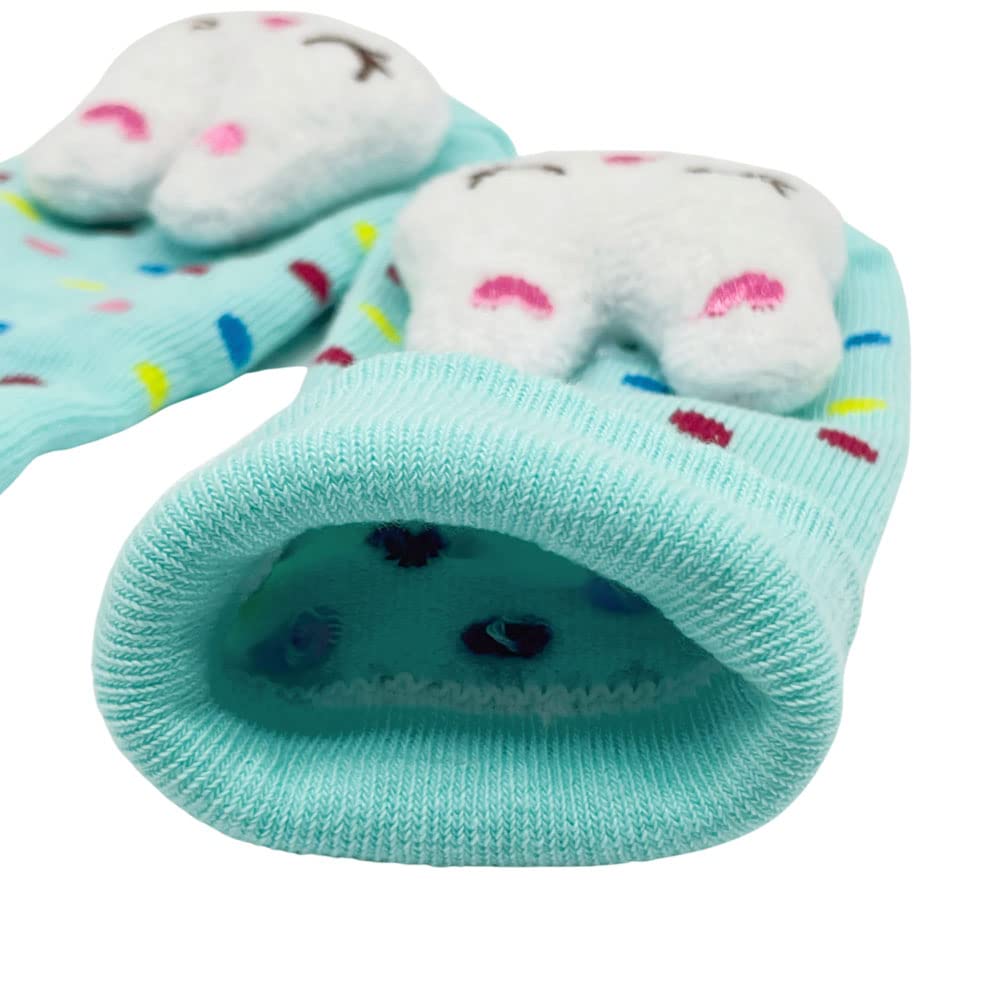 FedMois 6 pairs Baby 3D Cartoon Anti-Skid Booties Socks Slippers Shoes, girls, 0-9 Months