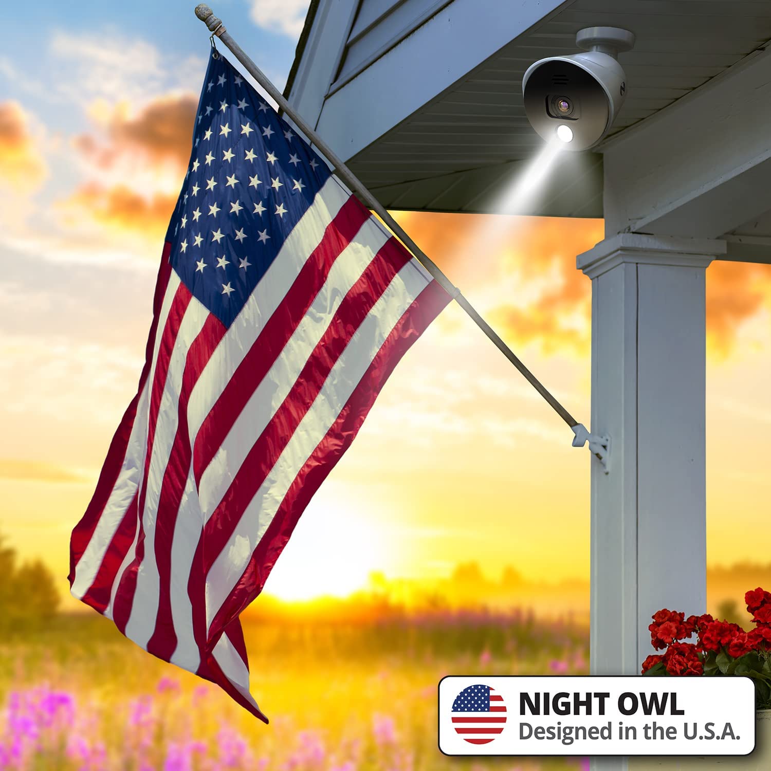 Night Owl Wired 4K UHD Indoor/Outdoor Add On Spotlight Cameras with Preset Voice Alerts and Built-in Camera Siren (Requires Compatible BTD8 Series DVR - Sold Separately)