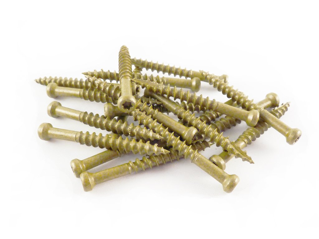 WoodPro Fasteners TH9X3-1 Number-9 by 3-Inch Trim Head Wood Construction Screws, T15, 1-Pound Net Weight, 91-Piece , Gold