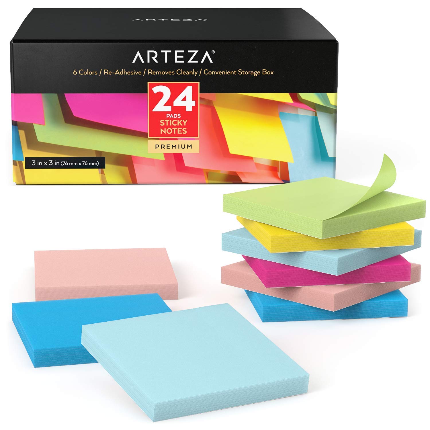 ARTEZA ARTZ-8547 sticky-note-pads, Assorted Colors 2400