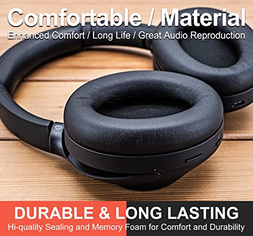 LTYIVABHTTW WH-1000XM4 Earpads - Compatible with WH-1000XM4 WH1000XM4, Ear Cushion with Soft Memory Foam (WH1000XM4 Black Protein Leather)