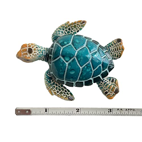 Blue Sea Turtle Fridge Magnet - Cute Coastal Beach House + Ocean Decor Magnet for Refrigerator or Metal Bulletin Board - 3 x 2 Inches, Turquoise
