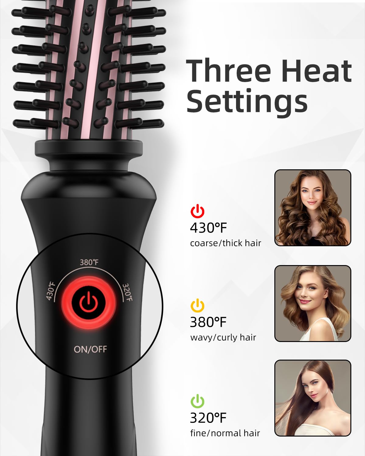 Curling Iron Brush 1 Inch, Heated Styling Round Brush Curling Iron Travel Dual Voltage,3 Temps Anti-Scald Hot Curling Brush Culer for Short Hair