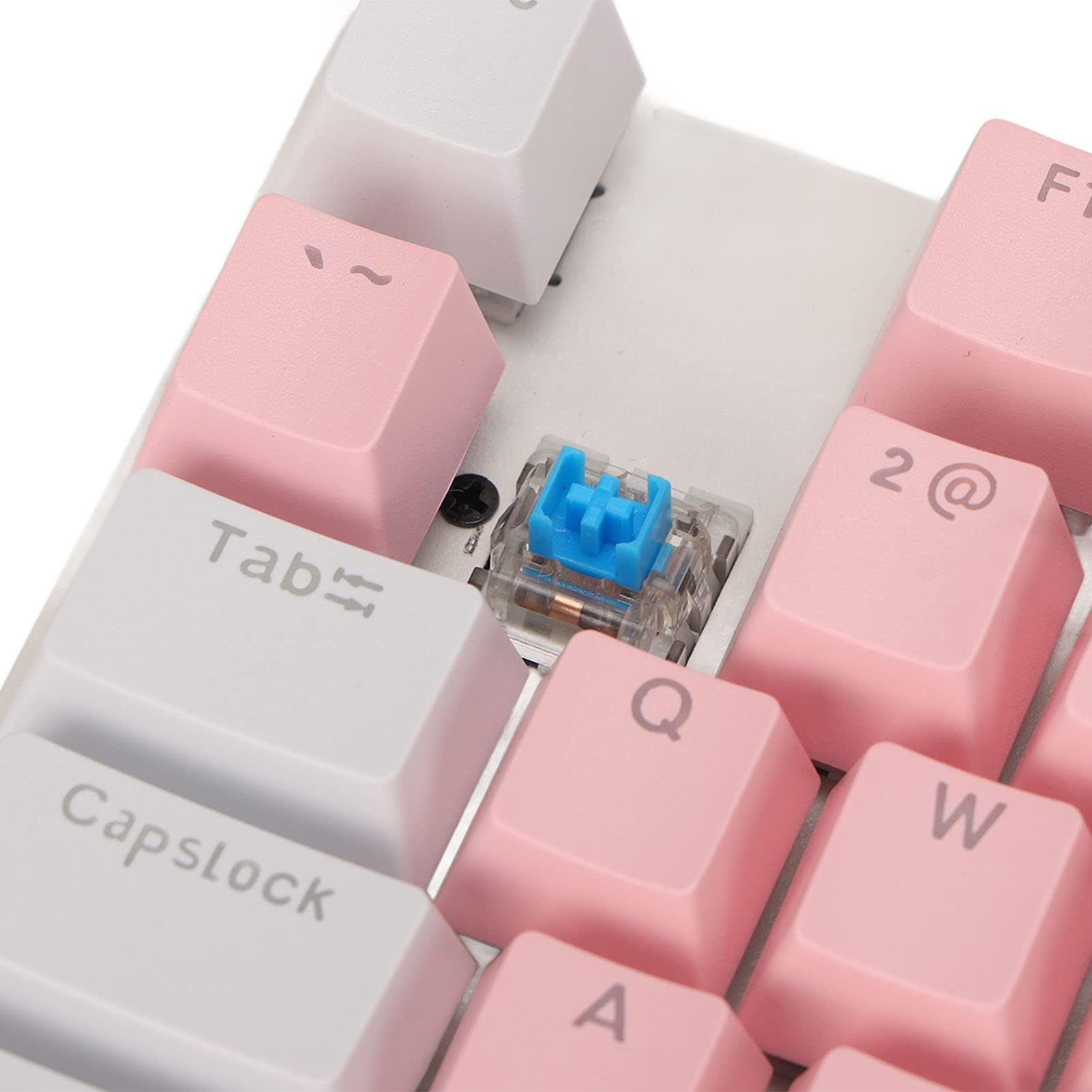 Blue Switch Mechanical Gaming Keyboard, Mechanical Keyboard Ergonomic Scratch Resistant 104 Key High Sensitivity for Home for Office (White Pink)