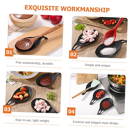 Cabilock 3pcs Silicone Spoon Rest Practical Spoon Rest Black Cutlery Household Spoon Rest Holder Silicone Kitchen Utensils Silicone Desktop Spoon Rest Delicate Counter