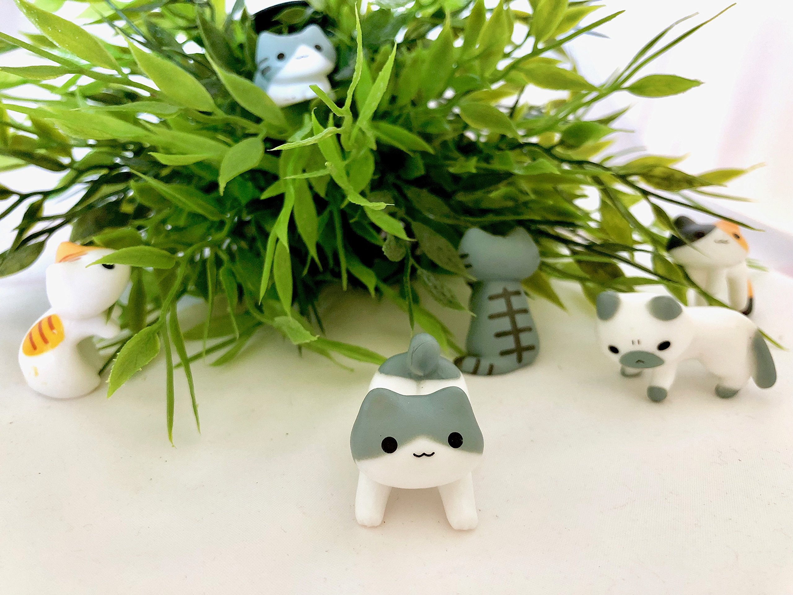 Neko 6pcs Miniature Home Fairy Garden Cats - Micro Kitty Landscape Ornament Decorations – Cute Lucky Cat DIY Figures for Crafts, Home Decor and Cake Topper
