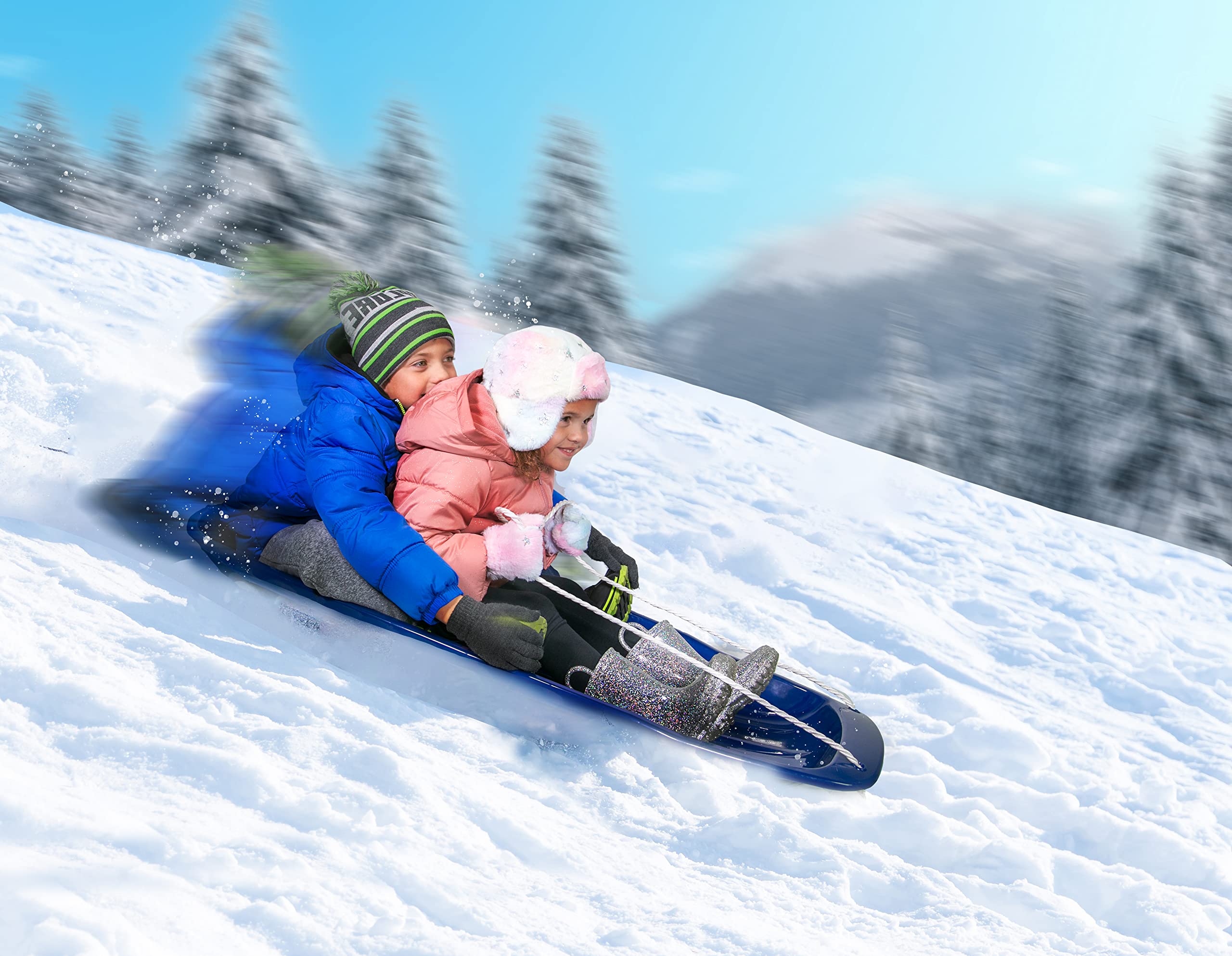 Avalanche Brands | Classic 35" Downhill Toboggan Snow Sled | Pink | Fit for 2 Riders