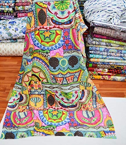 V Vedant Designs Hand Block Printed Indian Natural Cotton Jaipuri Print Sanganeri Kurti Print Fabric by 5 Yard