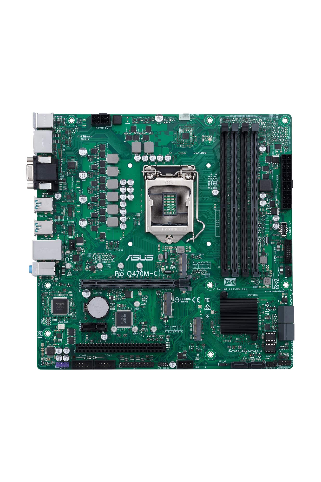 ASUS PRO Q470M-C/CSM LGA1200 (IntelĀ® 10th Gen) uATX Commercial Motherboard (Intel vPro, Intel LAN, 2xDisplayPorts, HDMI/D-Sub,TPM, LPC debug Header and ASUS Control Center Express)