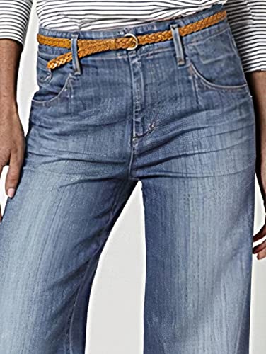 Flamingals Wide Leg Jeans for Women Stretch Mid Waist Baggy Jeans Boot Cut Jeans Denim Pants Without Belt Mid Blue XL