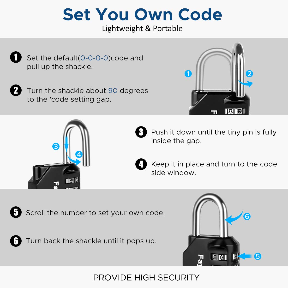 Combination Lock, 4 Digit Combination Padlock for School Gym Sports Locker, Fence, Toolbox, Case, Hasp Cabinet Storage (2 Pack, Black)