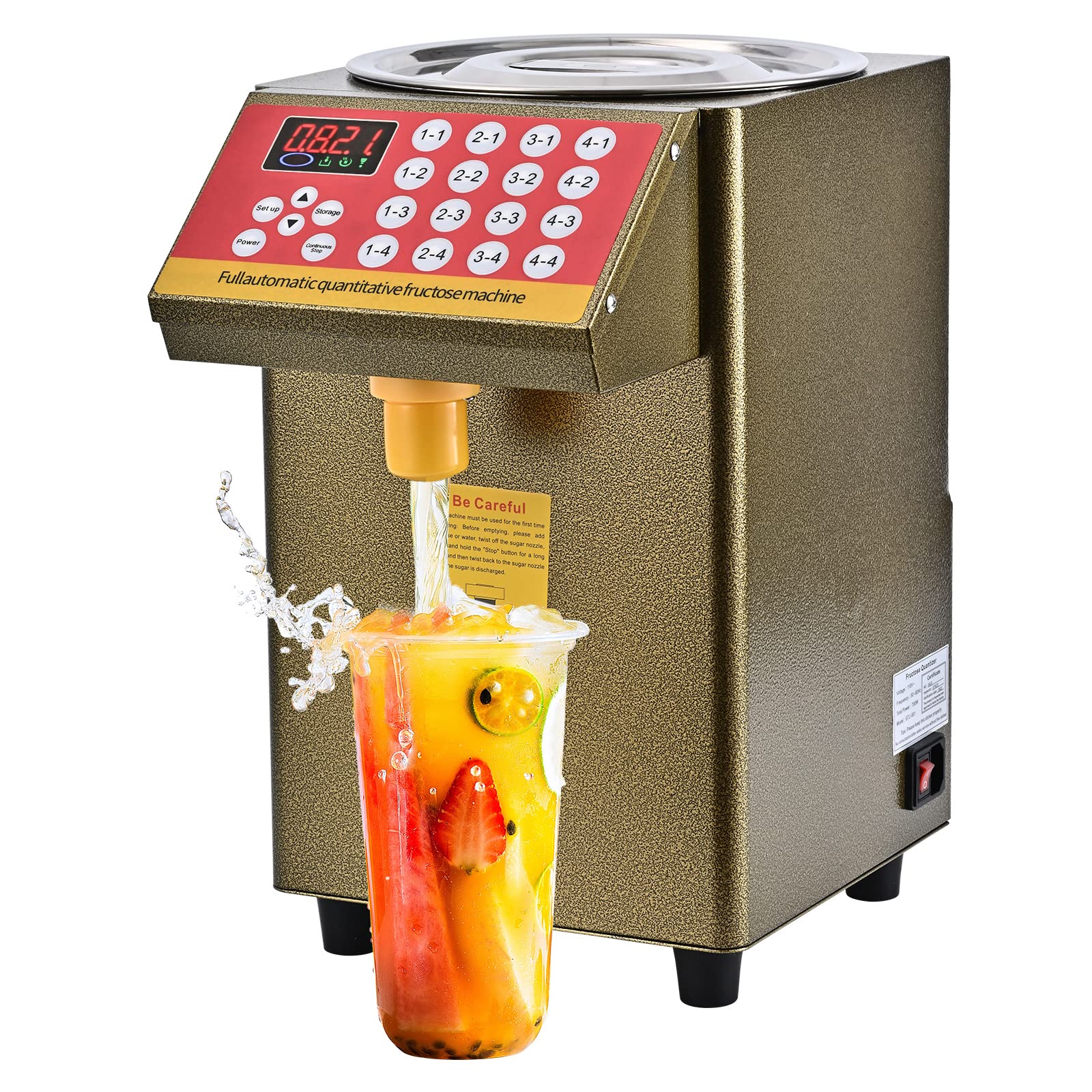 Automatic Fructose Dispenser, 330W 8000CC/ 2.11GAL Stainless Steel Syrup Dispenser Bubble Tea Equipment Fructose Quantitative Machine 110V